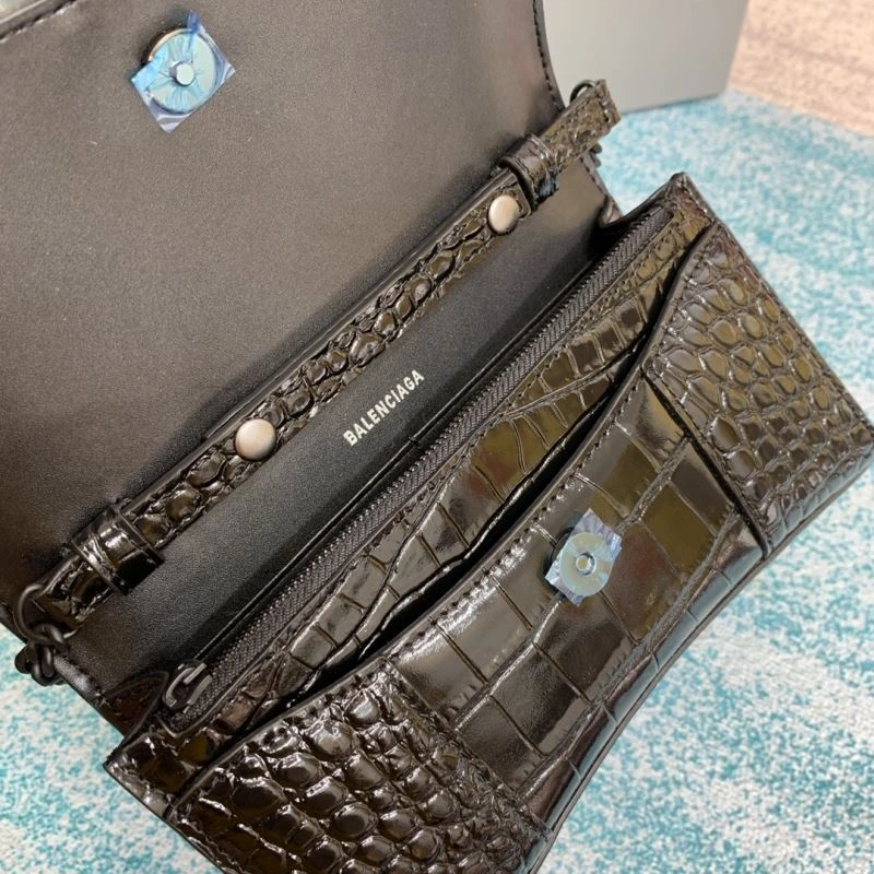 Authentic Balenciaga Hourglass Crocodile Chain Bag with B-Pull Tab