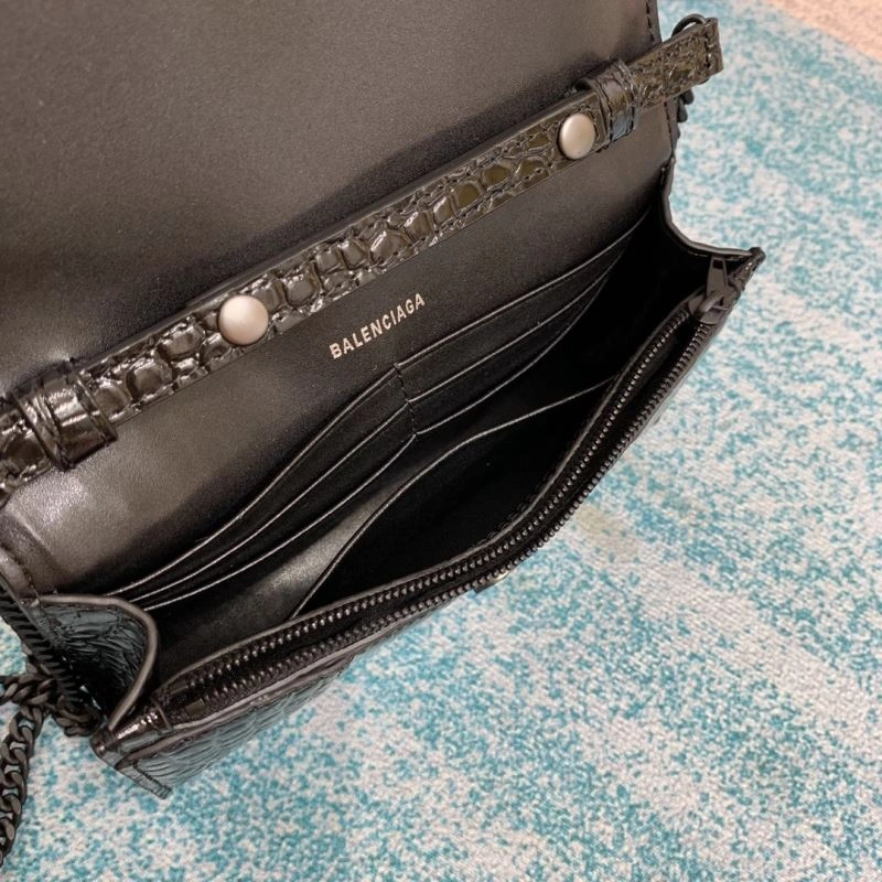 Authentic Balenciaga Hourglass Crocodile Chain Bag with B-Pull Tab