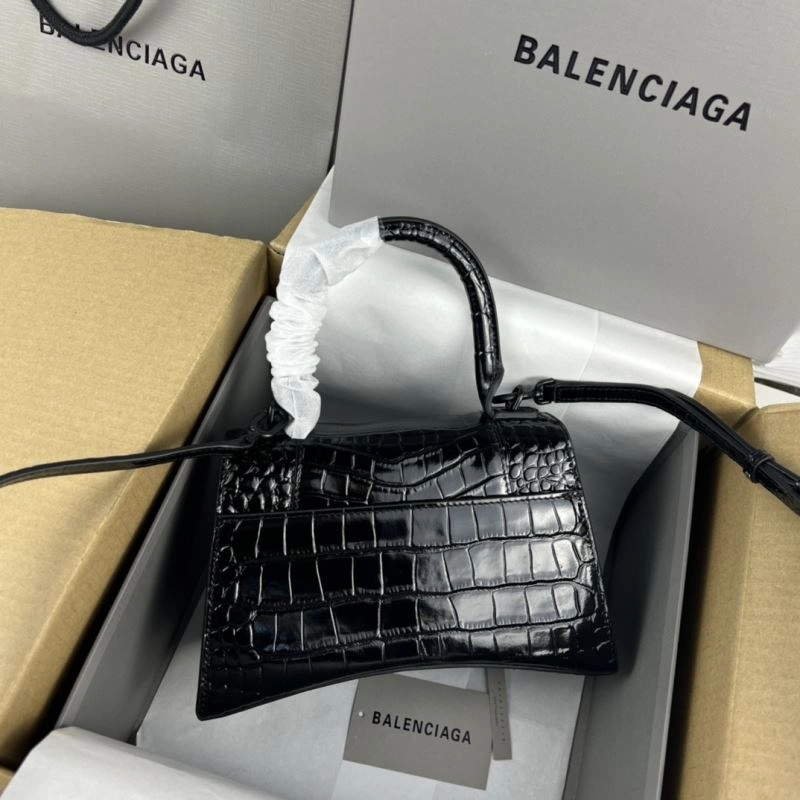 Reasonably priced Balenciaga Hourglass Crocodile Pattern Bag - Black Buckle