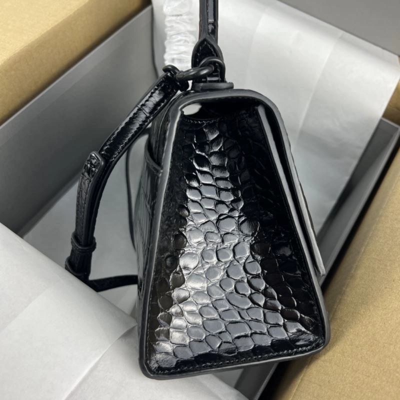 Reasonably priced Balenciaga Hourglass Crocodile Pattern Bag - Black Buckle