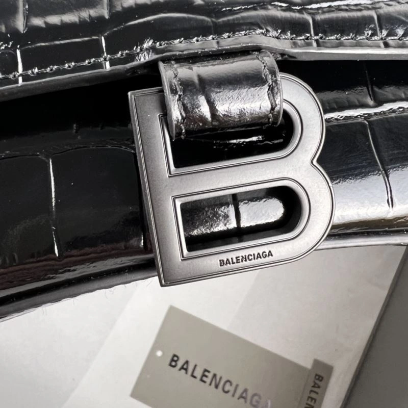 Reasonably priced Balenciaga Hourglass Crocodile Pattern Bag - Black Buckle