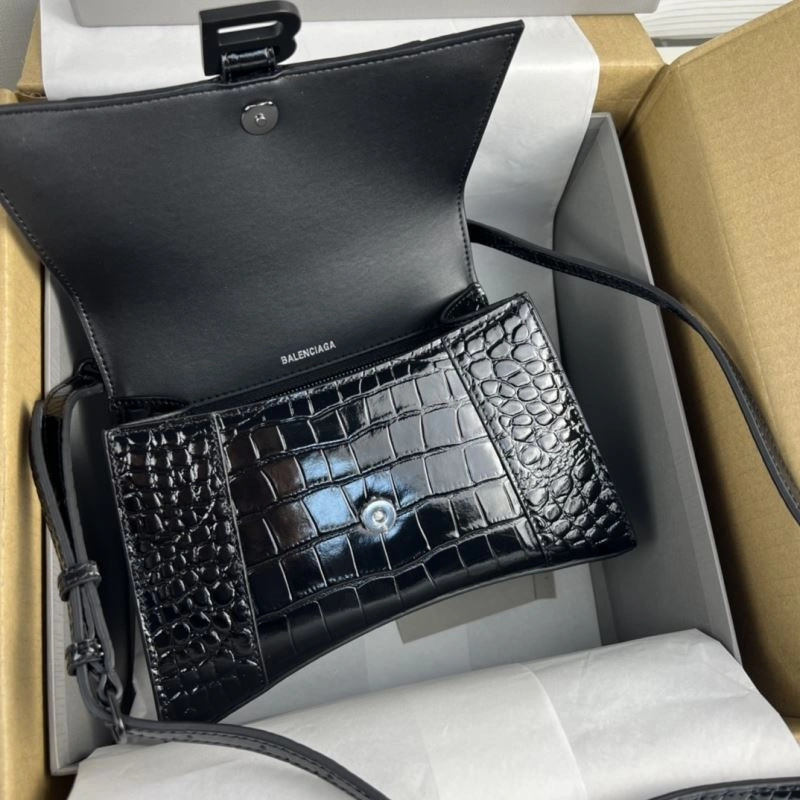 Reasonably priced Balenciaga Hourglass Crocodile Pattern Bag - Black Buckle