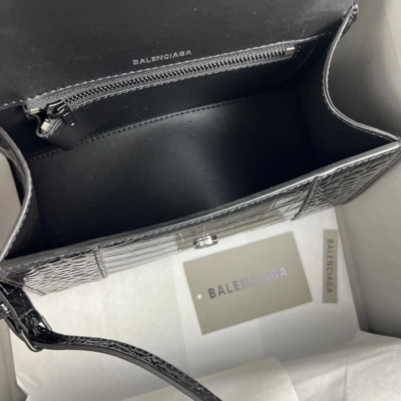 Reasonably priced Balenciaga Hourglass Crocodile Pattern Bag - Black Buckle