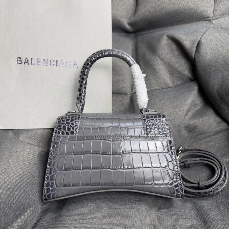 Legit Balenciaga Hourglass Crocodile Pattern Bag - Carbon Gray S Size