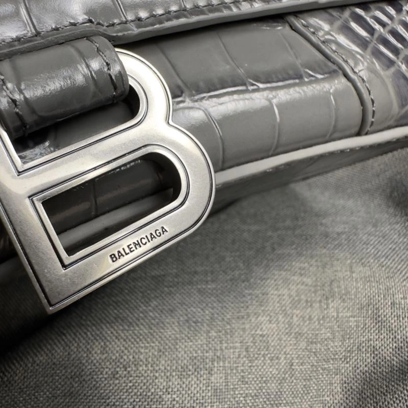 Legit Balenciaga Hourglass Crocodile Pattern Bag - Carbon Gray S Size