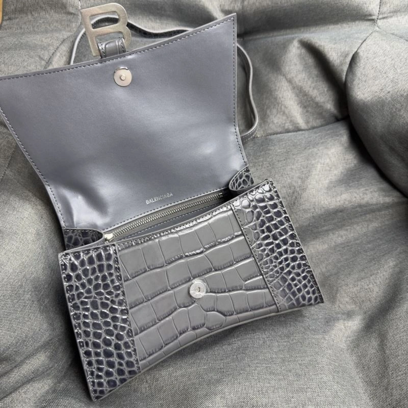 Legit Balenciaga Hourglass Crocodile Pattern Bag - Carbon Gray S Size