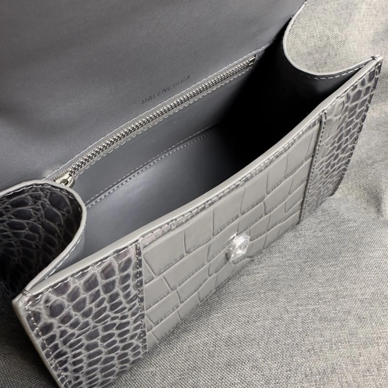 Legit Balenciaga Hourglass Crocodile Pattern Bag - Carbon Gray S Size