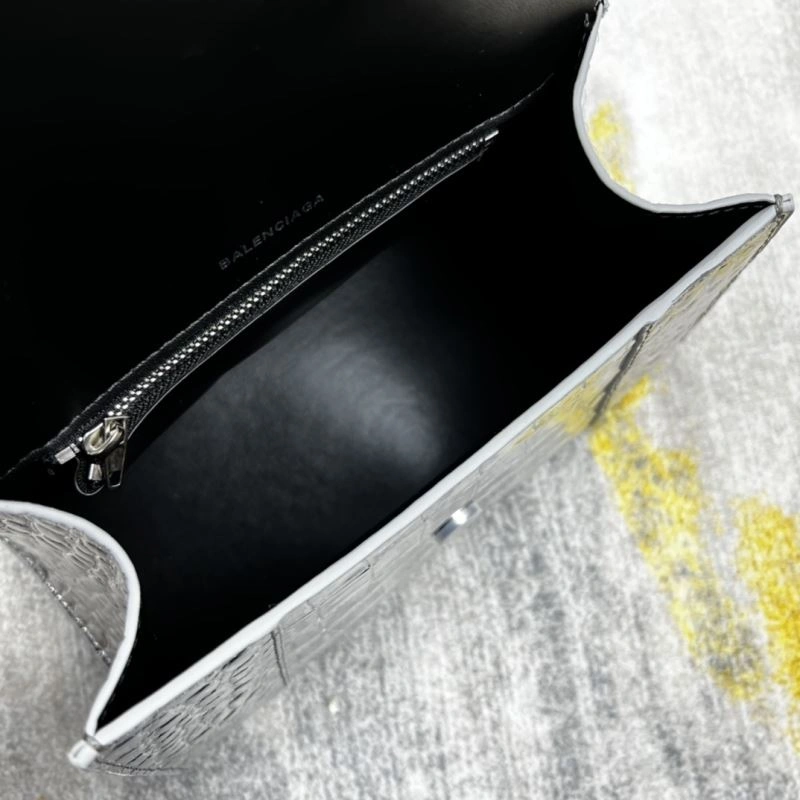 Affordable Balenciaga Hourglass Crocodile Pattern Bag - Silver Edition