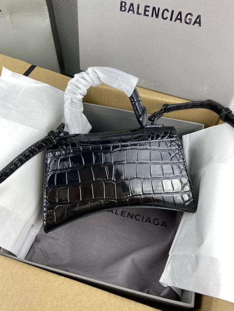 Official Balenciaga Hourglass Crocodile Pattern Bag with Black Buckle