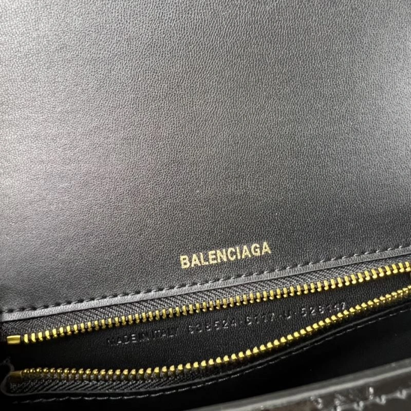 Bargain Balenciaga Hourglass Crocodile Pattern Bag with Gold Buckle