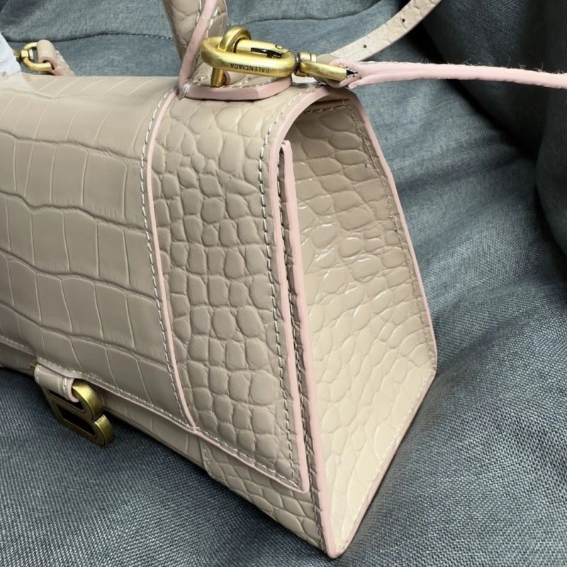 Budget-friendly Balenciaga Hourglass Crocodile Pattern Bag with Gold Buckle