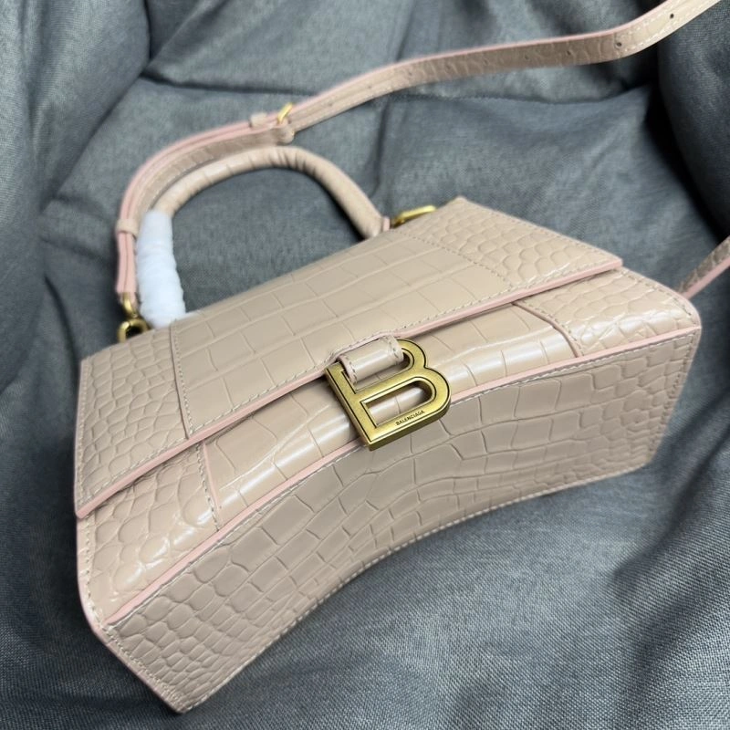 Budget-friendly Balenciaga Hourglass Crocodile Pattern Bag with Gold Buckle