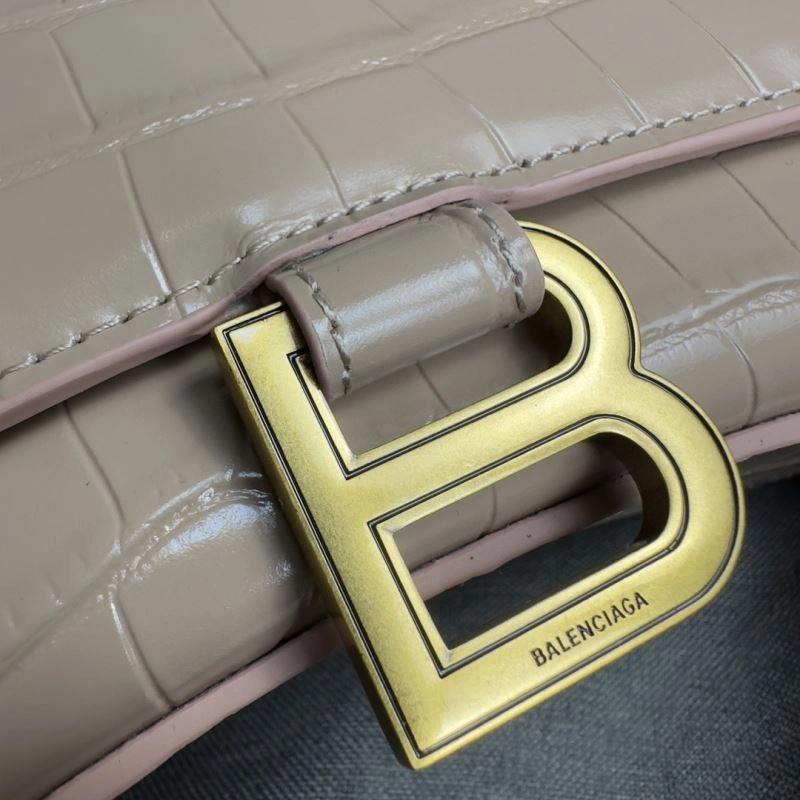 Budget-friendly Balenciaga Hourglass Crocodile Pattern Bag with Gold Buckle