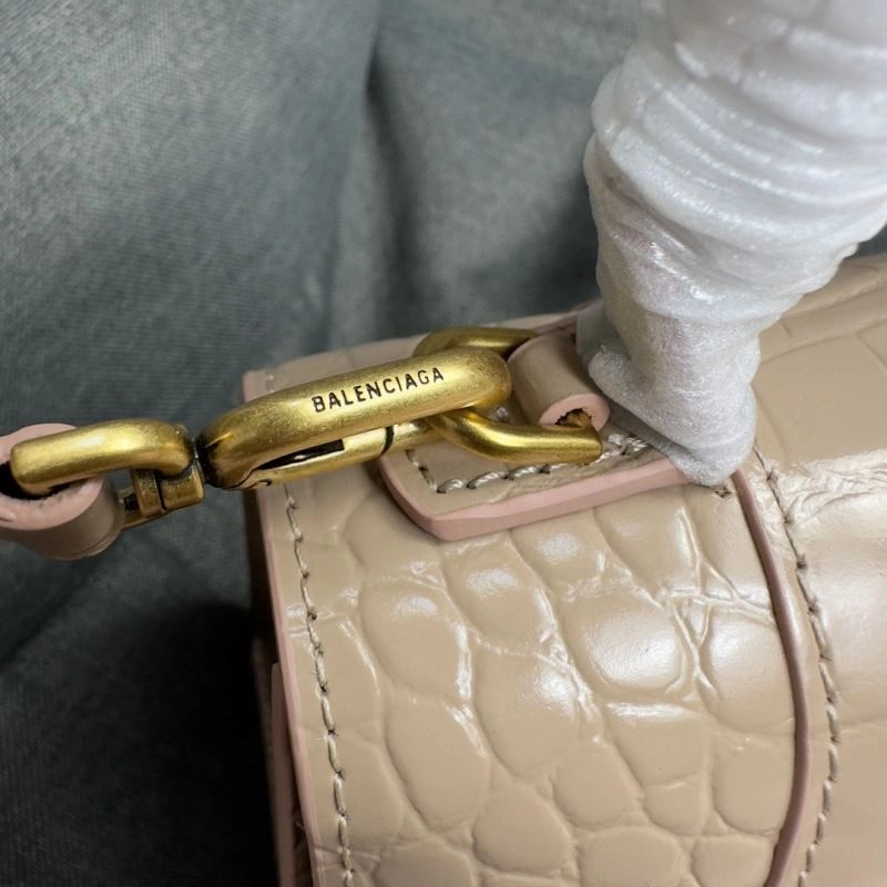 Budget-friendly Balenciaga Hourglass Crocodile Pattern Bag with Gold Buckle