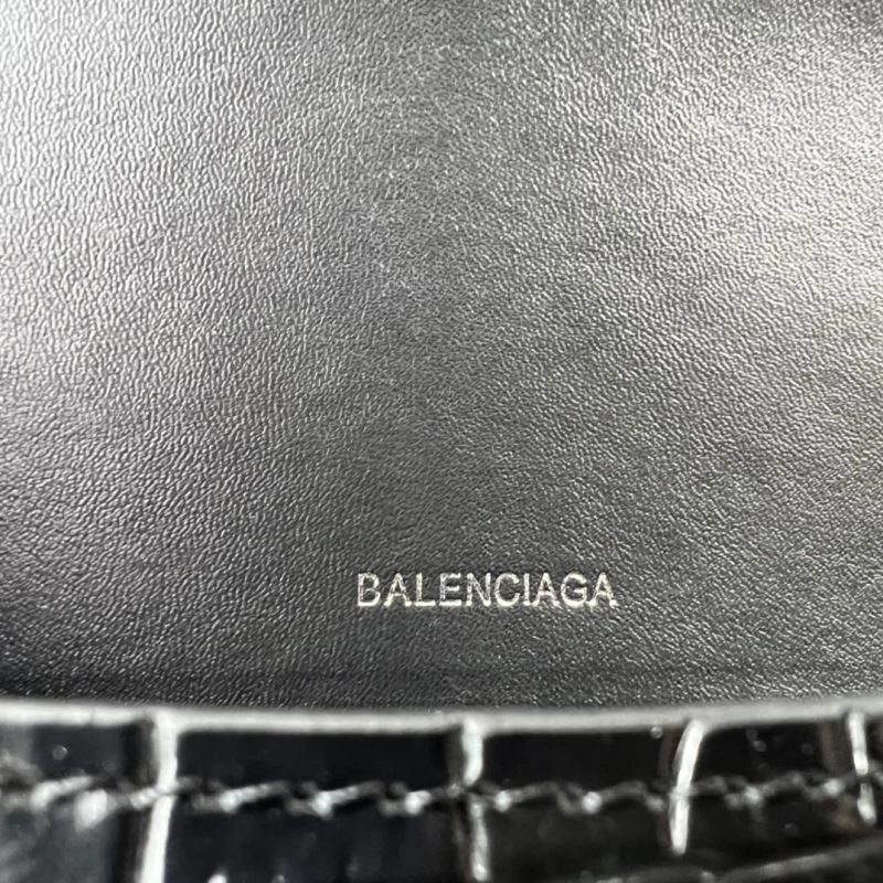 Bargain Balenciaga Hourglass Crocodile Pattern Bag with Silver Buckle