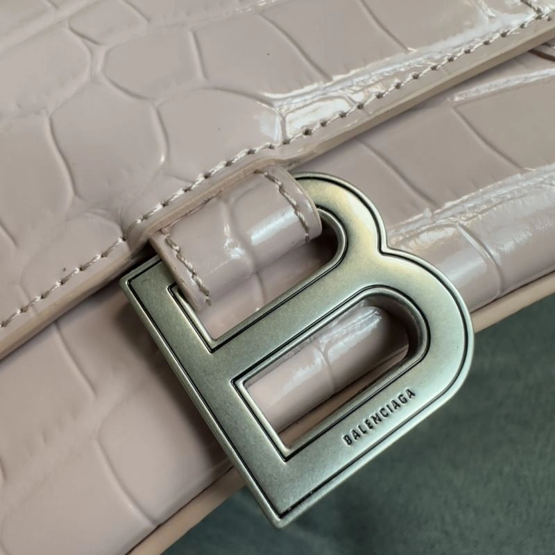 1:1 copy Balenciaga Hourglass Crocodile Pattern Bag with Silver Buckle