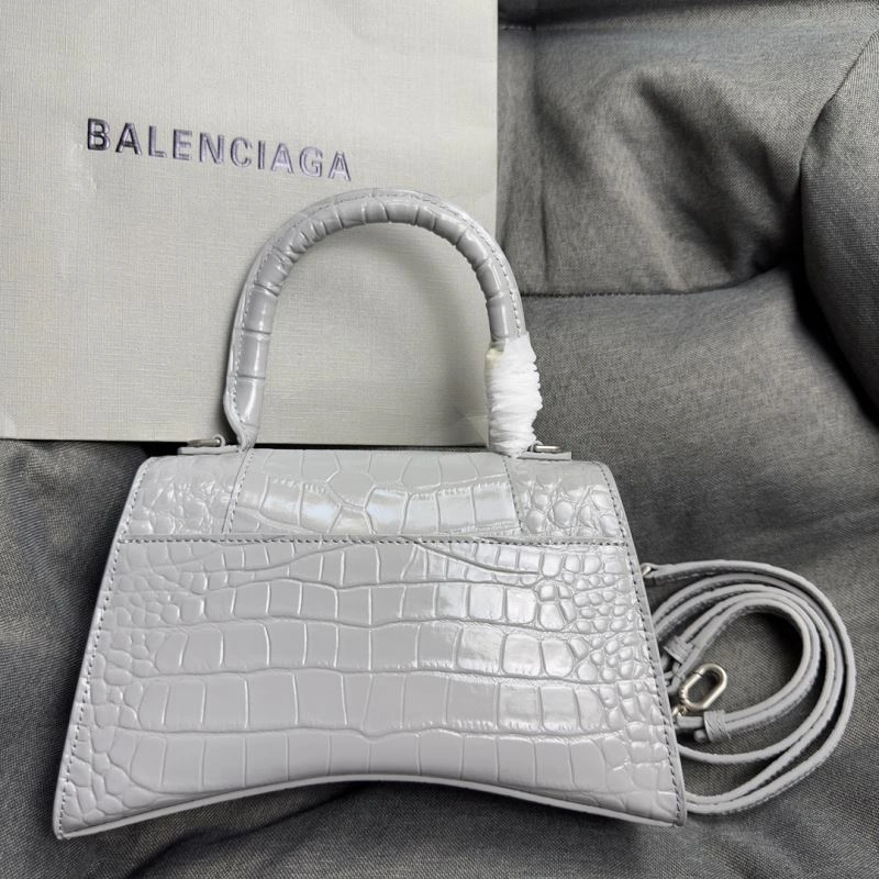 Top match Balenciaga Hourglass Crocodile Pattern Bag with Silver Buckle