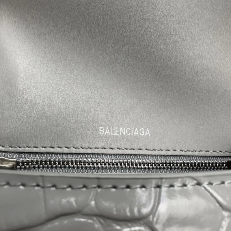 Top match Balenciaga Hourglass Crocodile Pattern Bag with Silver Buckle