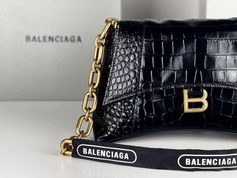 Official Balenciaga Hourglass Crocodile Pattern Chain Shoulder Bag