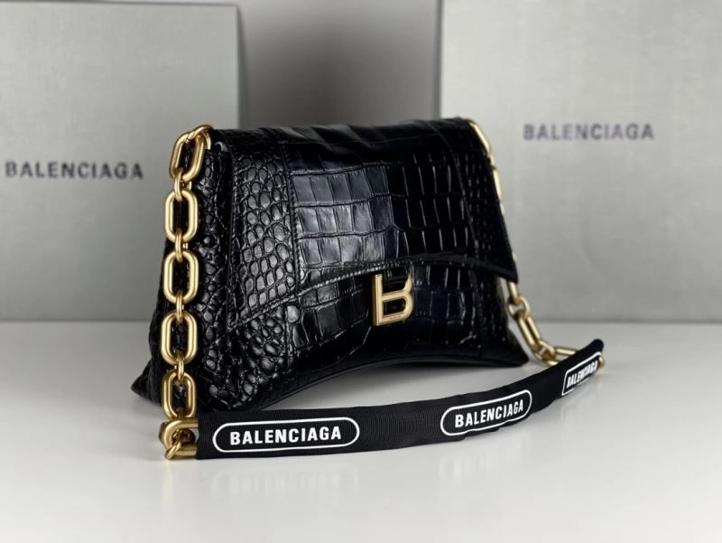 Official Balenciaga Hourglass Crocodile Pattern Chain Shoulder Bag