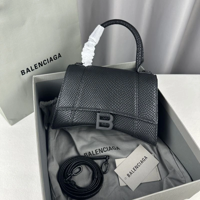 Balenciaga Hourglass Crocodile-Patterned Bag - S Size