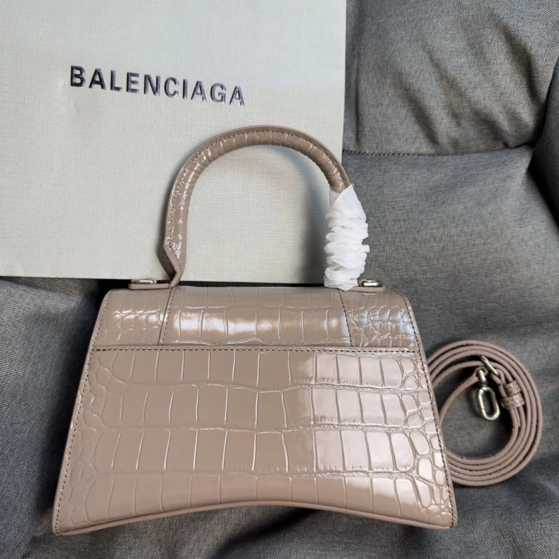 Original Balenciaga Hourglass Crocodile Print Bag with Silver Buckle