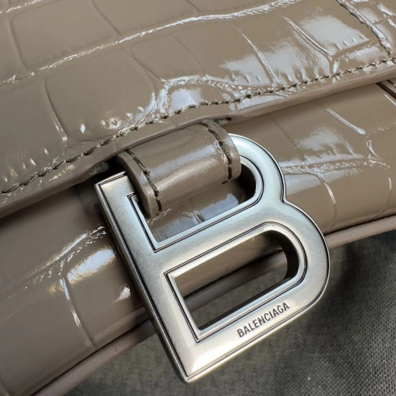 Original Balenciaga Hourglass Crocodile Print Bag with Silver Buckle