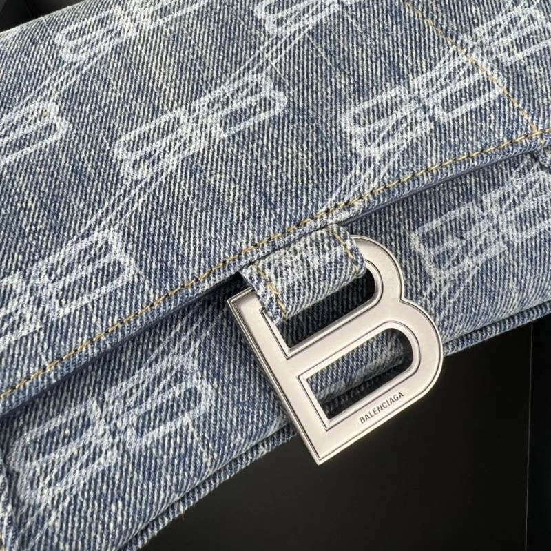 Cut-rate Balenciaga Hourglass Denim Blue Leather Bag - Chic Crescent Design