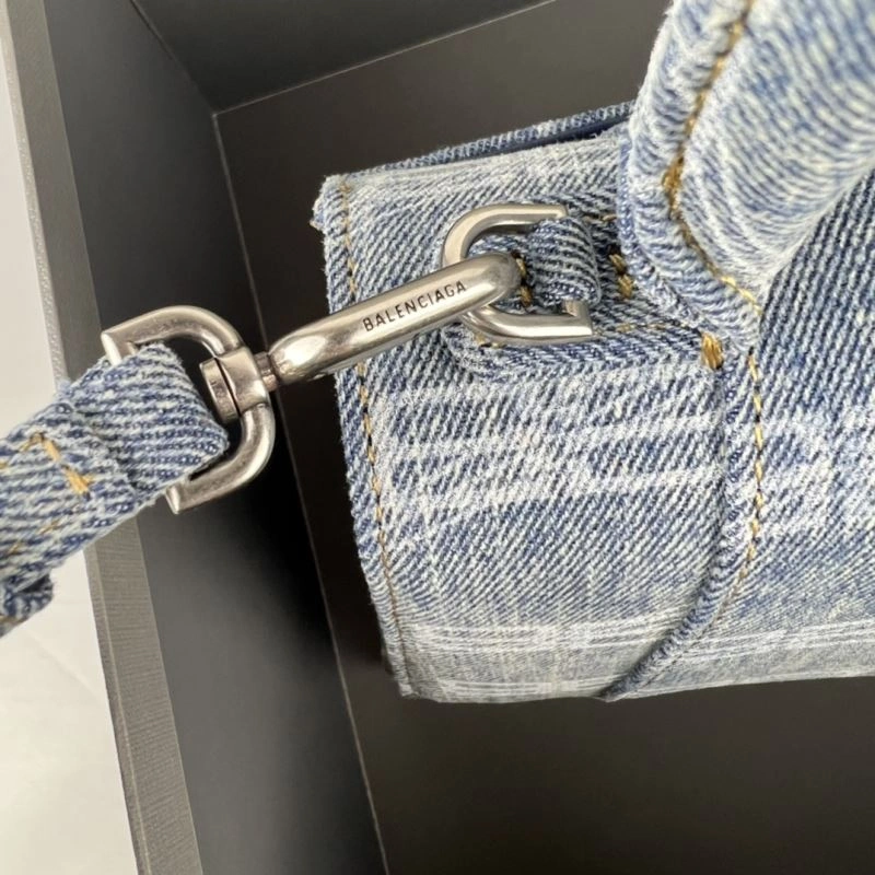 Cut-rate Balenciaga Hourglass Denim Blue Leather Bag - Chic Crescent Design