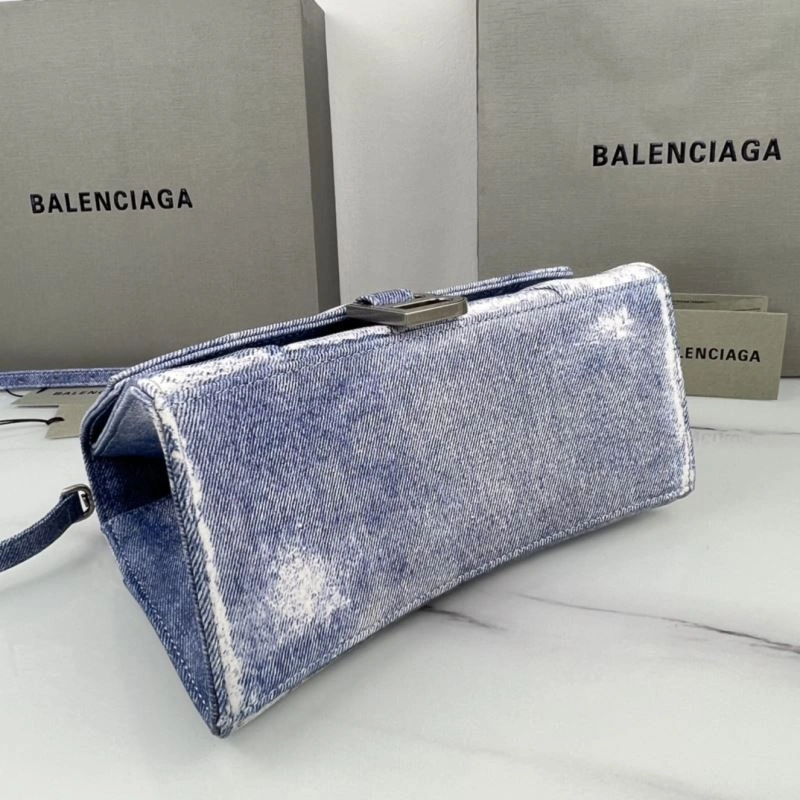 Reasonably priced Balenciaga Hourglass Denim Blue Leather Bag - Chic Curved Design