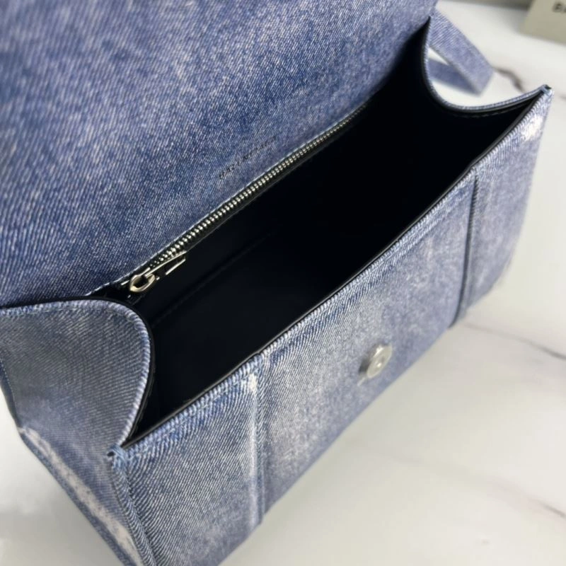 Reasonably priced Balenciaga Hourglass Denim Blue Leather Bag - Chic Curved Design