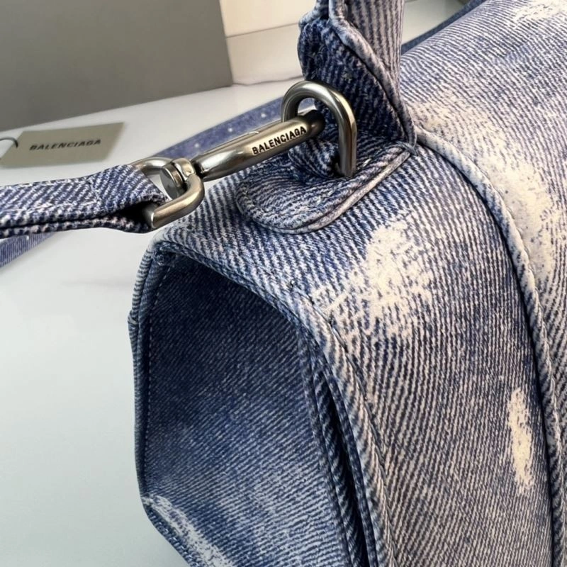 Reasonably priced Balenciaga Hourglass Denim Blue Leather Bag - Chic Curved Design