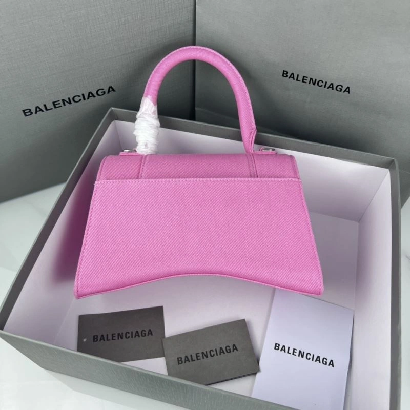 Mirror quality Balenciaga Hourglass Denim Pink Leather Bag - Trendy Curved Design