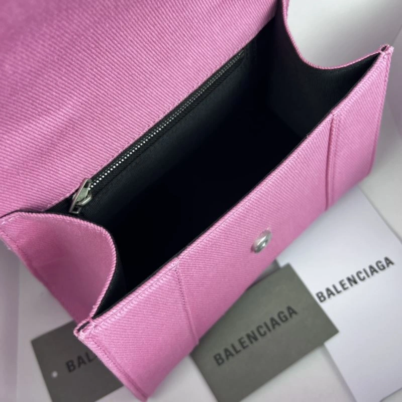 Mirror quality Balenciaga Hourglass Denim Pink Leather Bag - Trendy Curved Design