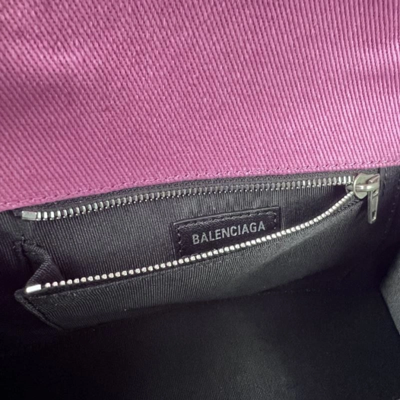 Mirror quality Balenciaga Hourglass Denim Pink Leather Bag - Trendy Curved Design