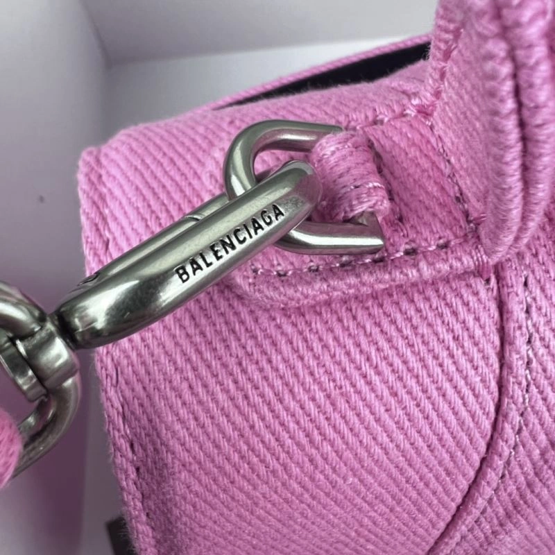 Mirror quality Balenciaga Hourglass Denim Pink Leather Bag - Trendy Curved Design