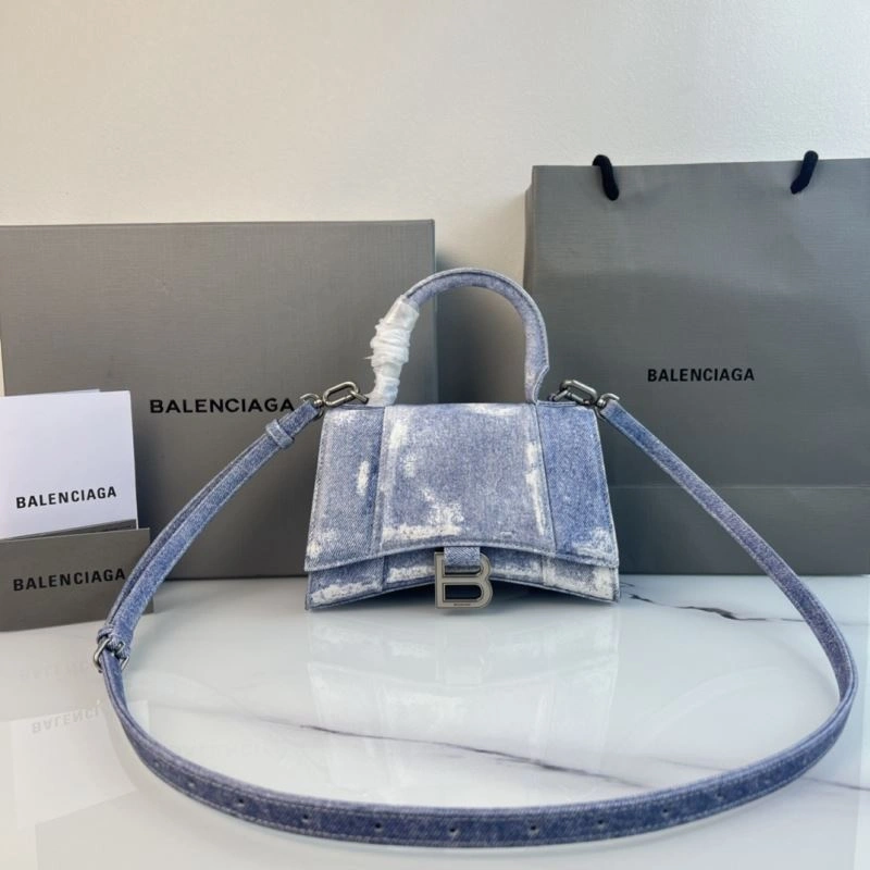Balenciaga Hourglass Small Denim Bag - Unique Curved Design