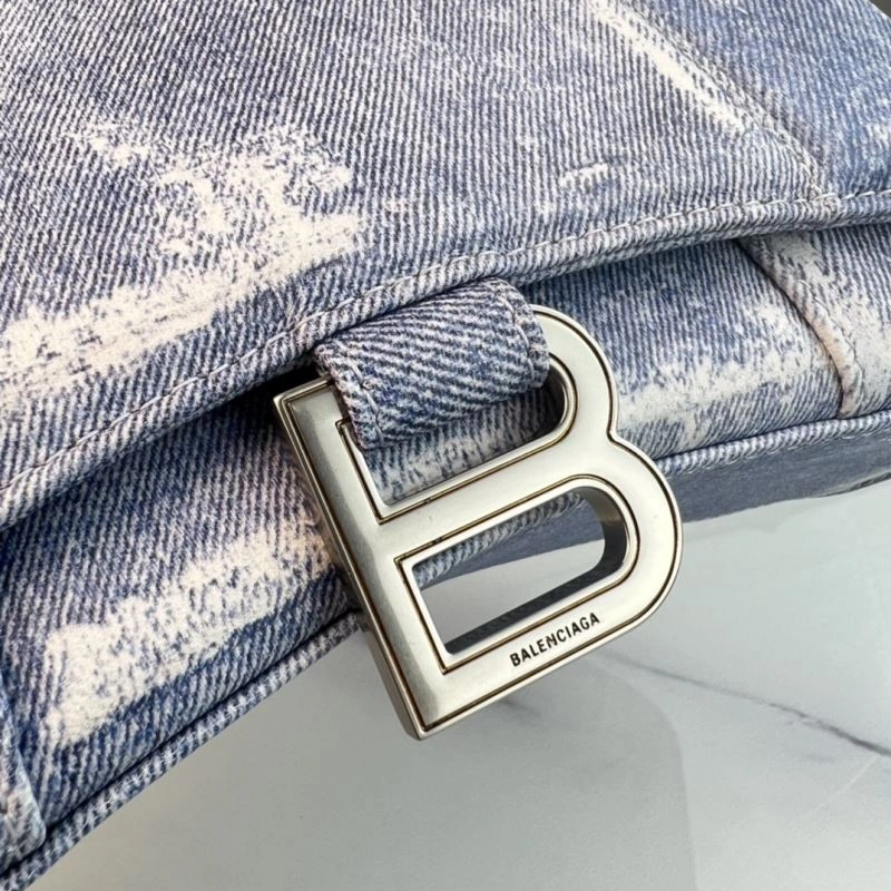 Budget-friendly Balenciaga Hourglass Small Denim Bag - Unique Curved Design