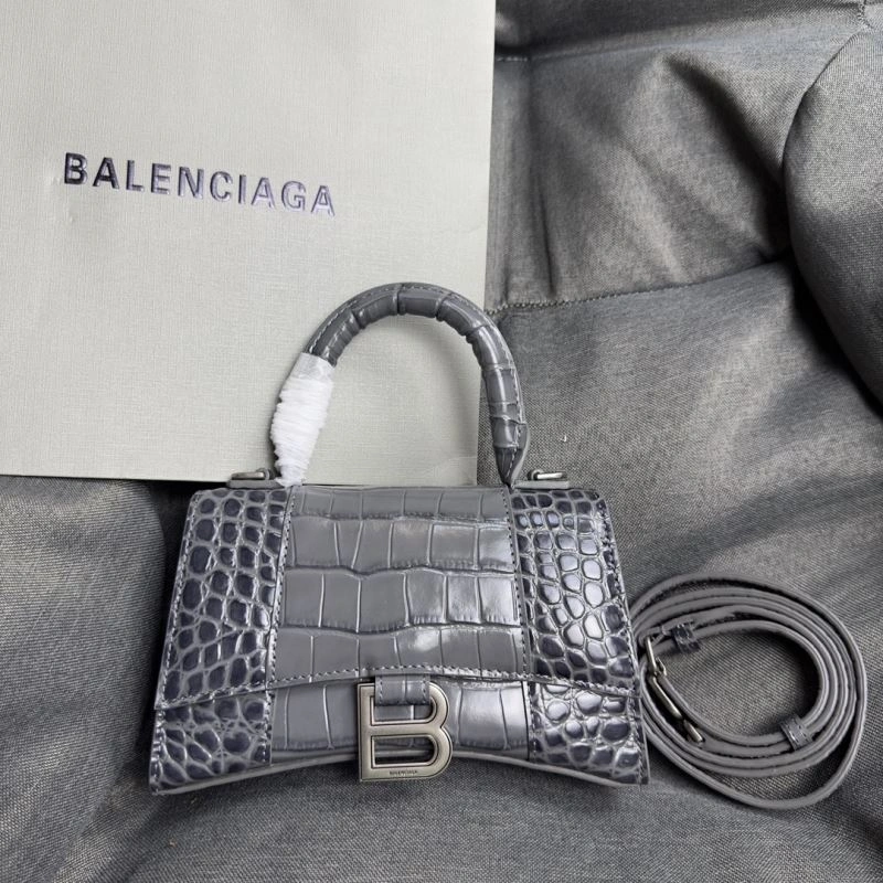 Balenciaga Hourglass XS Bag - Carbon Gray Crocodile Pattern