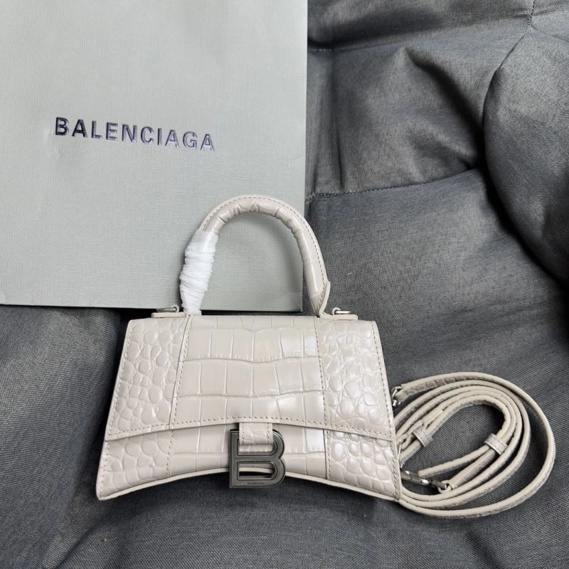Balenciaga Hourglass XS Bag - Gray-White Crocodile Design