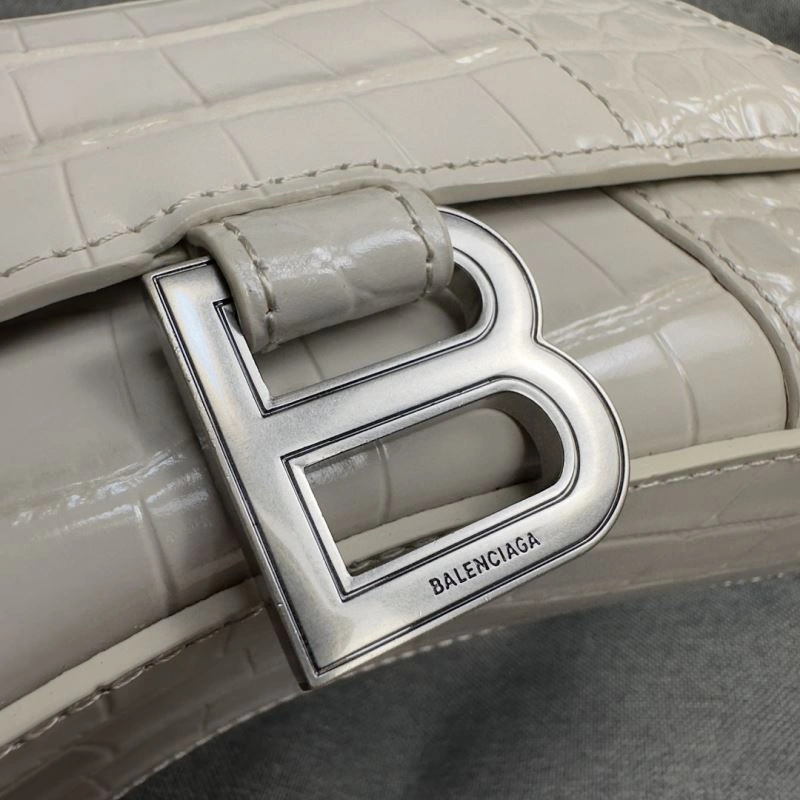 Real Balenciaga Hourglass XS Bag - Gray-White Crocodile Design