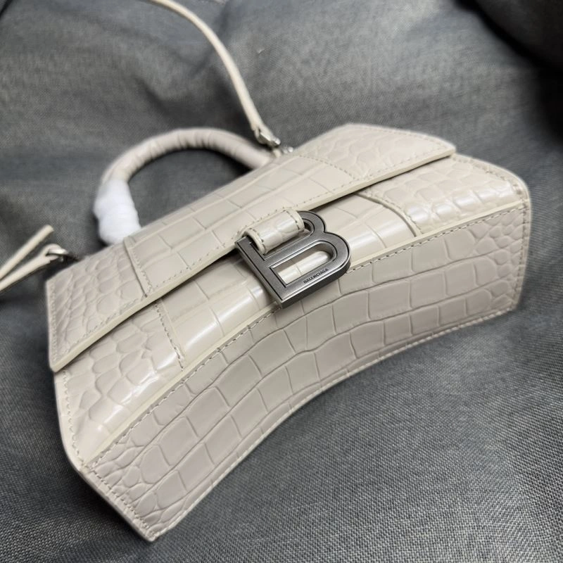 Real Balenciaga Hourglass XS Bag - Gray-White Crocodile Design