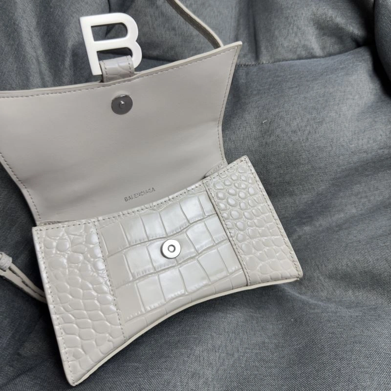 Real Balenciaga Hourglass XS Bag - Gray-White Crocodile Design