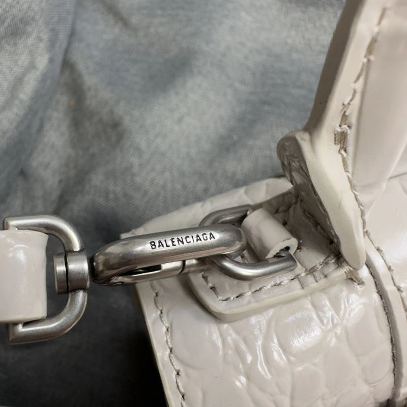 Real Balenciaga Hourglass XS Bag - Gray-White Crocodile Design