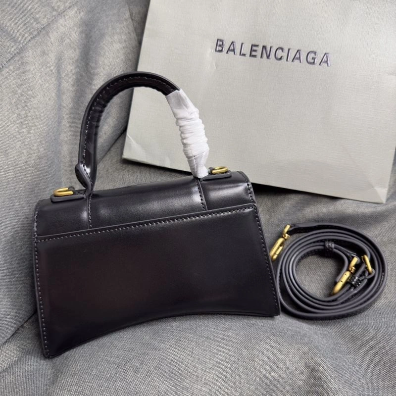 Top mirror Balenciaga Hourglass XS Black Cowhide Bag with Metallic B Tab