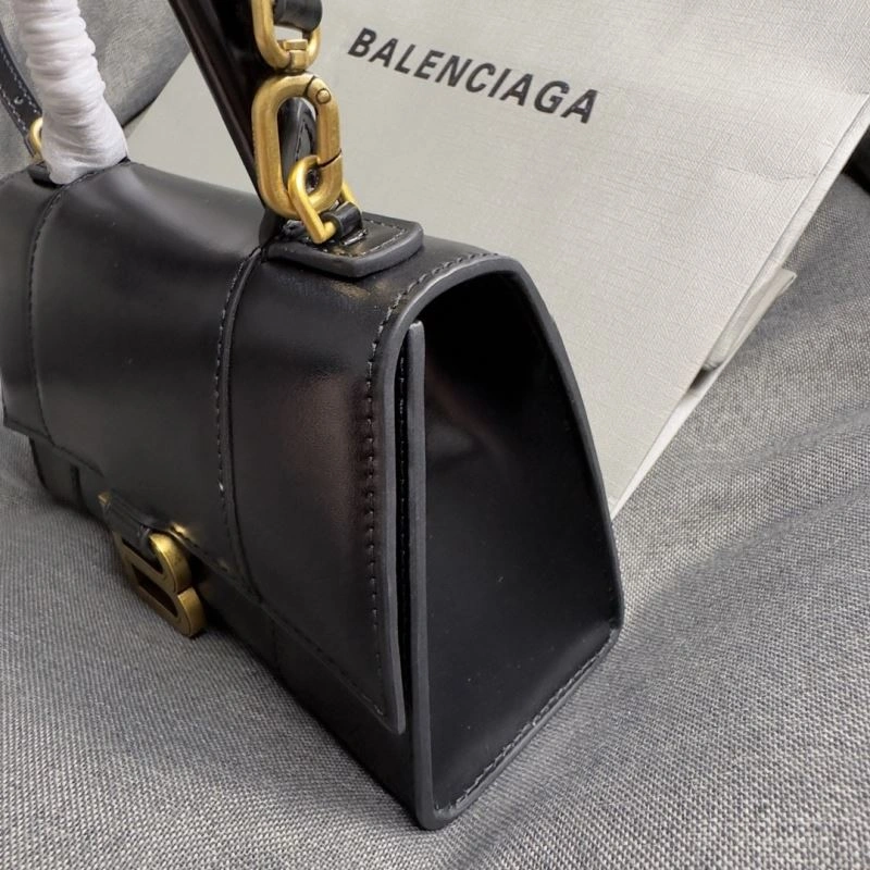 Top mirror Balenciaga Hourglass XS Black Cowhide Bag with Metallic B Tab