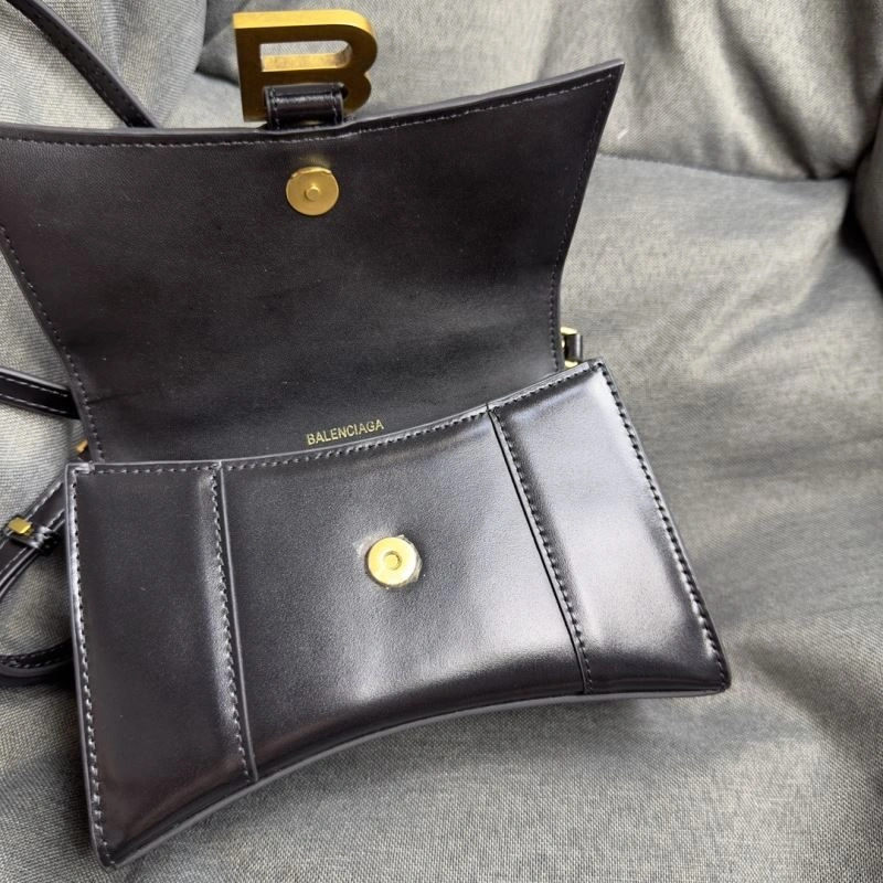 Top mirror Balenciaga Hourglass XS Black Cowhide Bag with Metallic B Tab