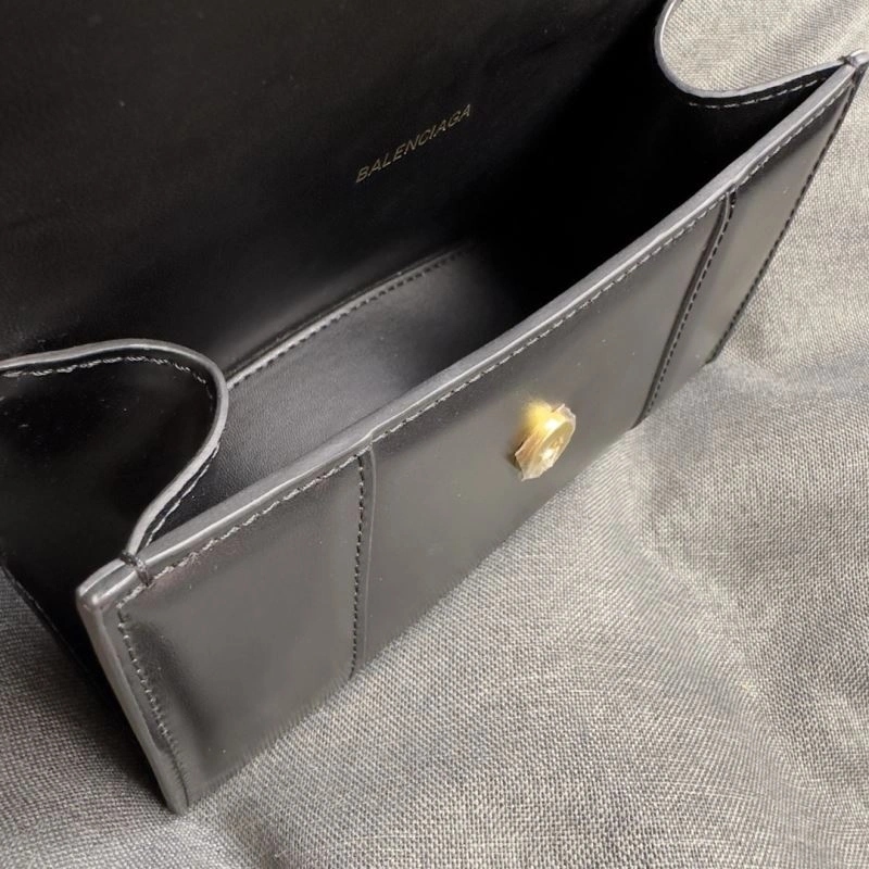 Top mirror Balenciaga Hourglass XS Black Cowhide Bag with Metallic B Tab