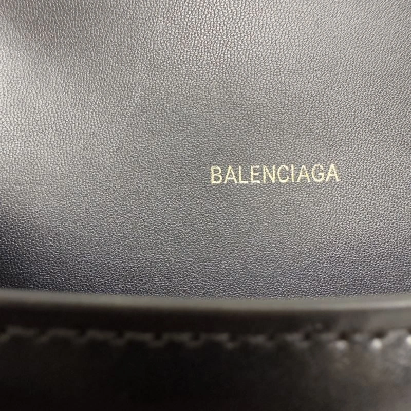 Top mirror Balenciaga Hourglass XS Black Cowhide Bag with Metallic B Tab