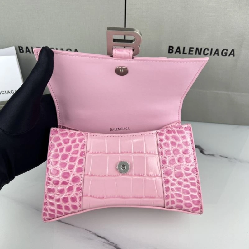 Affordable Balenciaga Hourglass XS Cherry Blossom Pink Crocodile Bag